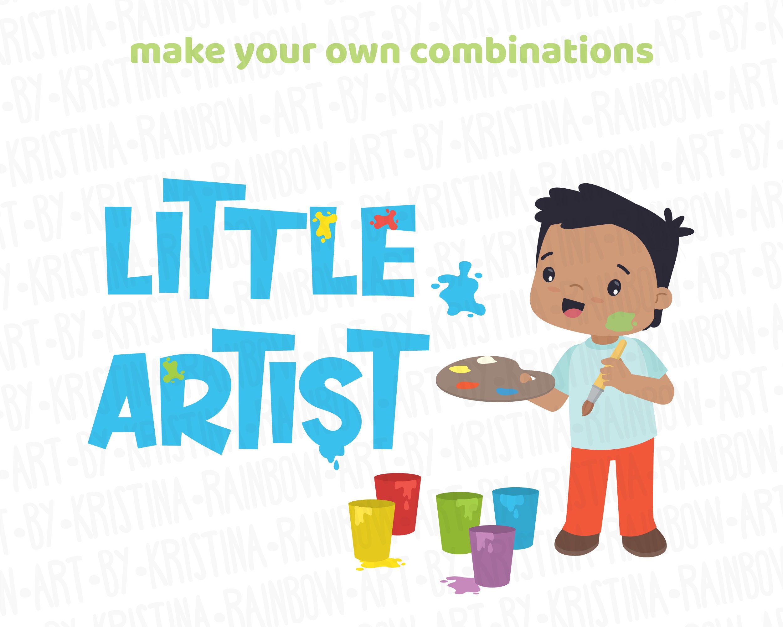 Multi Ethnic Children Making Art Clip Art, Learning Illustration ...