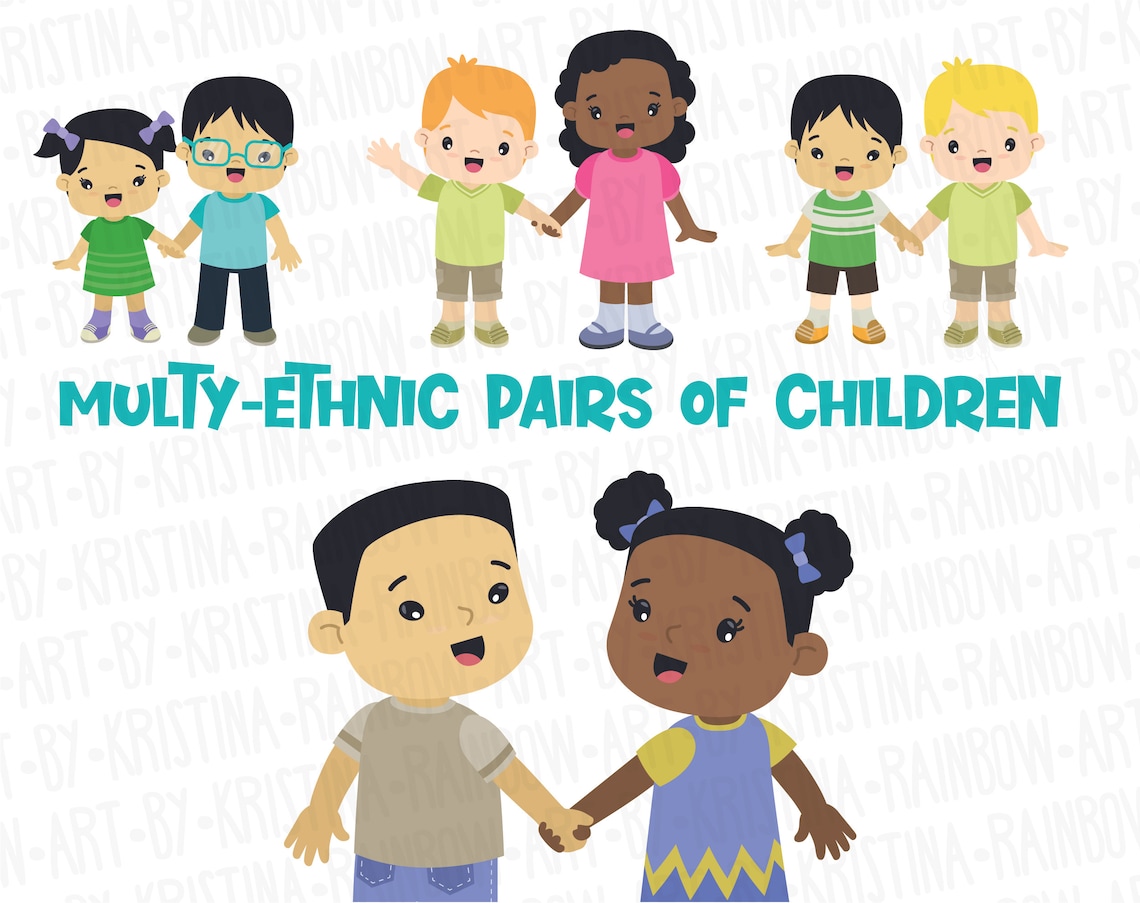 Multi-ethnic Children Clip Art: Circle of Friends (digital Download) - Etsy