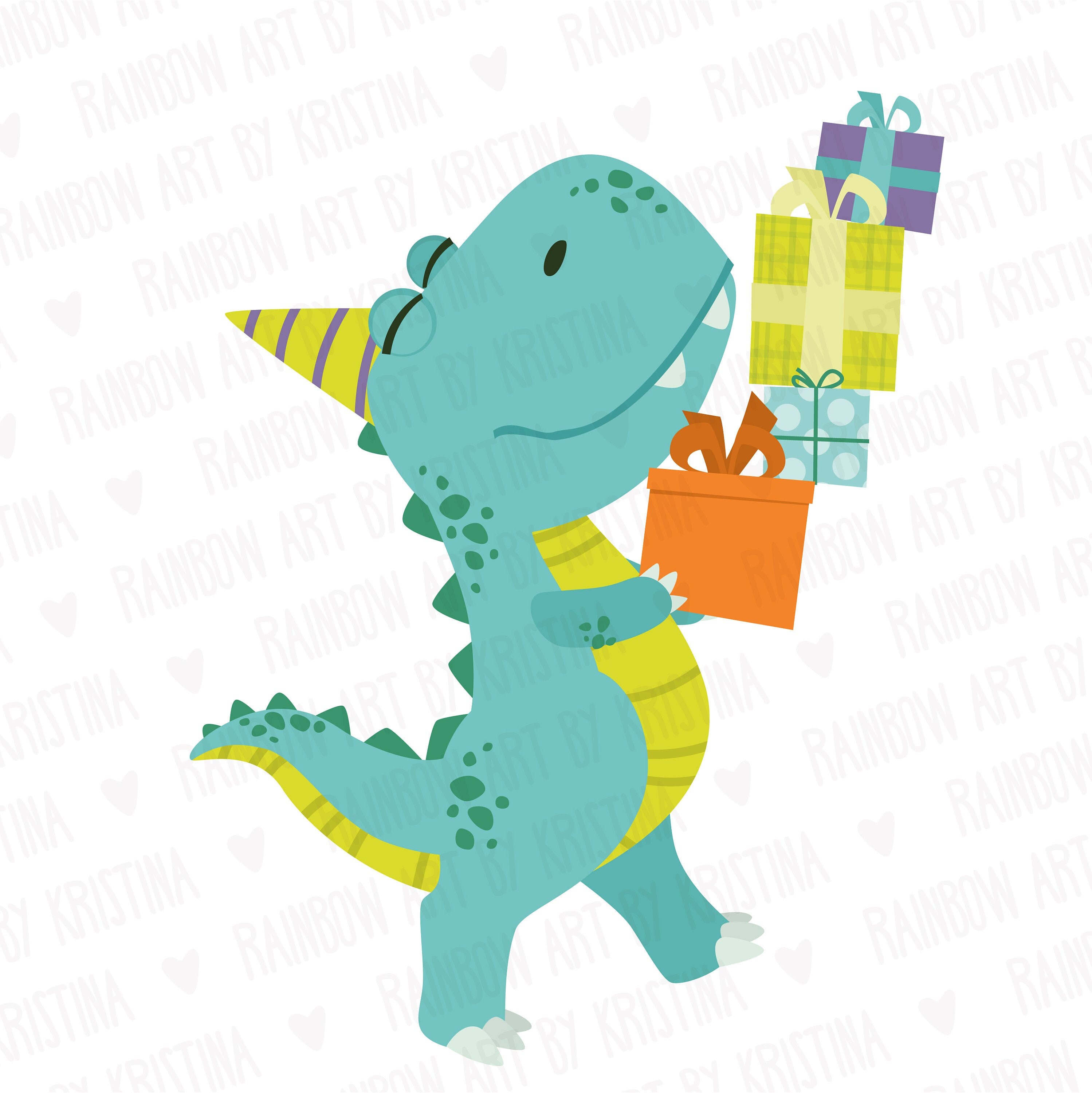 Fun Dinosaur T Rex Birthday Design Set, Baby Shower Clip Art, Children ...