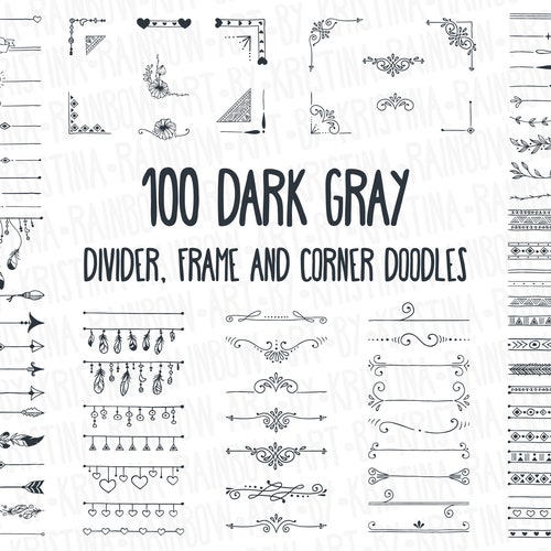 Hand Drawn Clipart Borders Clip Art Design Element - Etsy