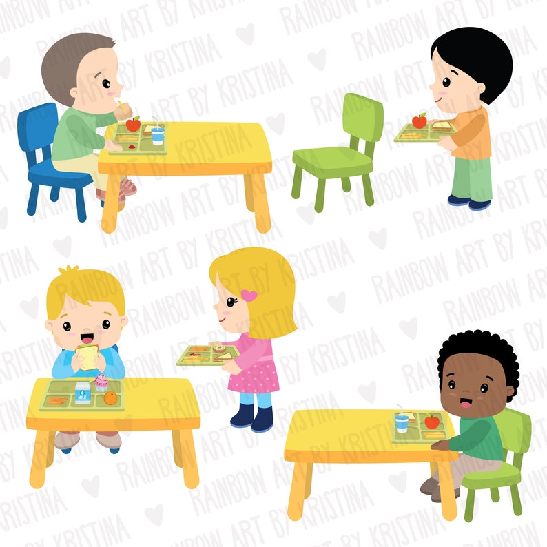 20% OFF School Children Lunch Cafeteria Clip Art, Kids Eating Clipart ...