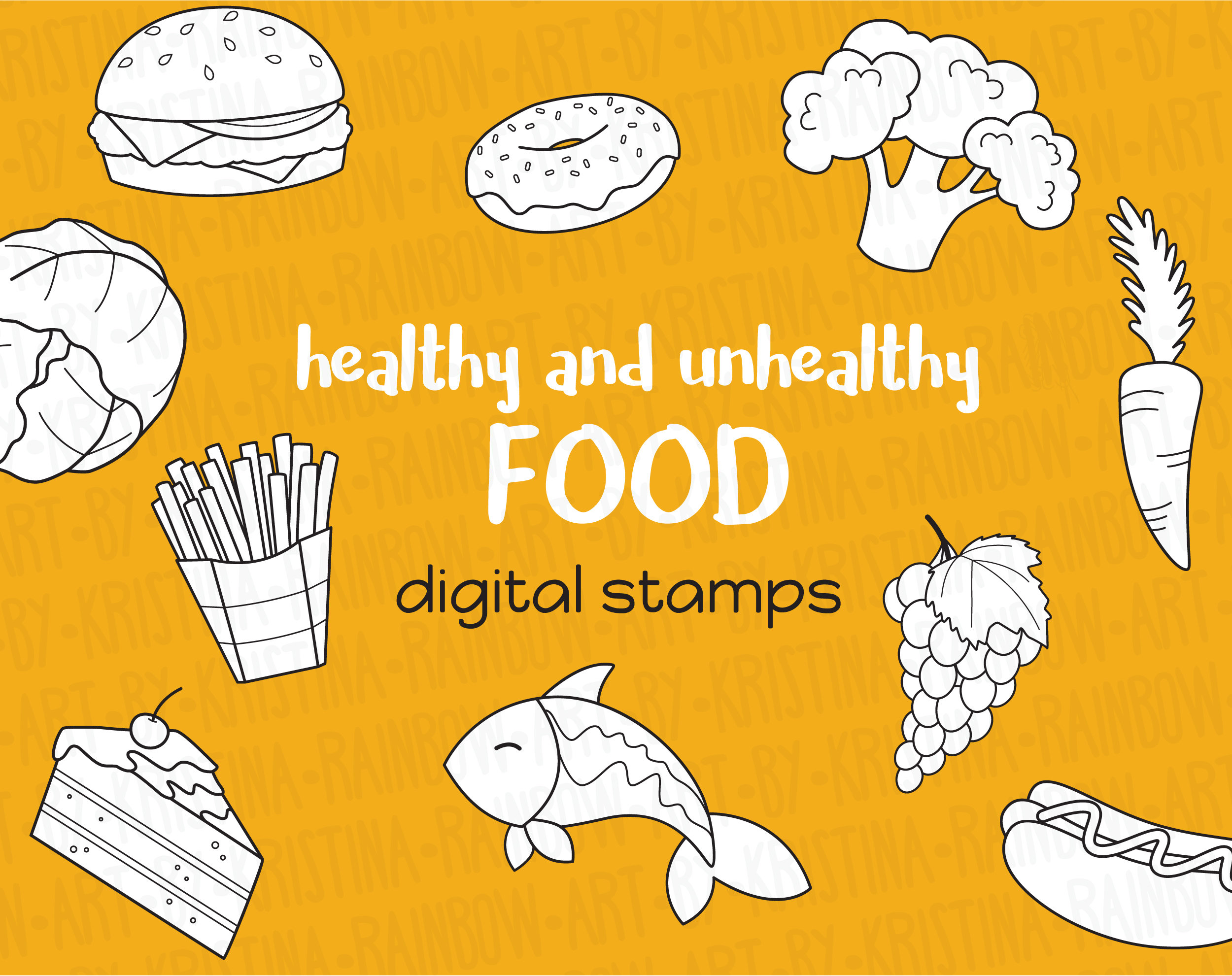 Unhealthy Food Clipart Black And White