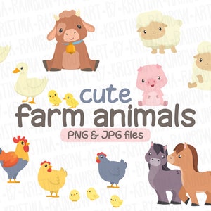 Cute Farm Animals Clipart,digital Download,printable Clip Art,nursery ...