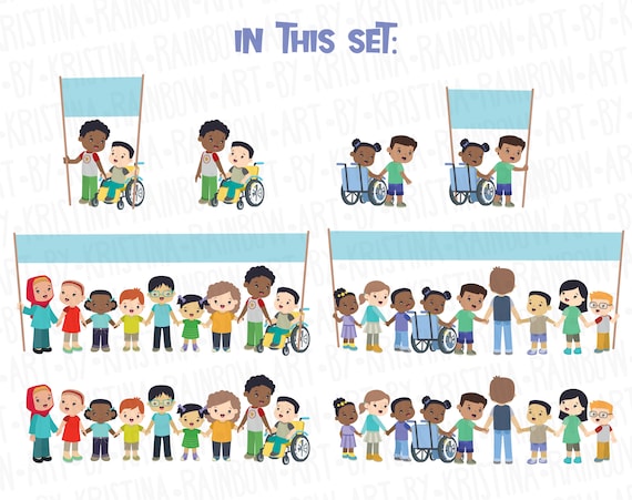 Diverse Children Holding Hands Clipart