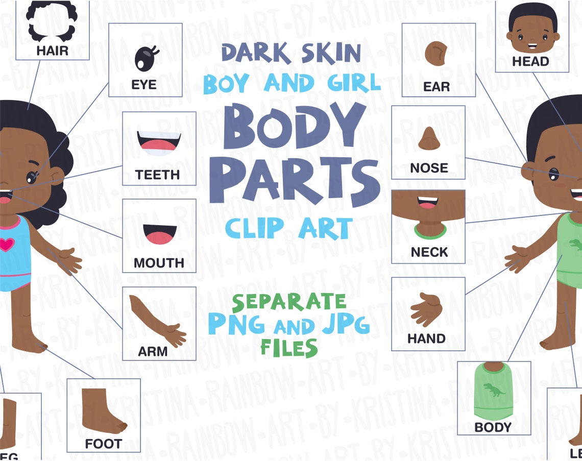 African American Anatomy Clip Art: Boy and Girl Body Parts (PNG JPG) - Etsy