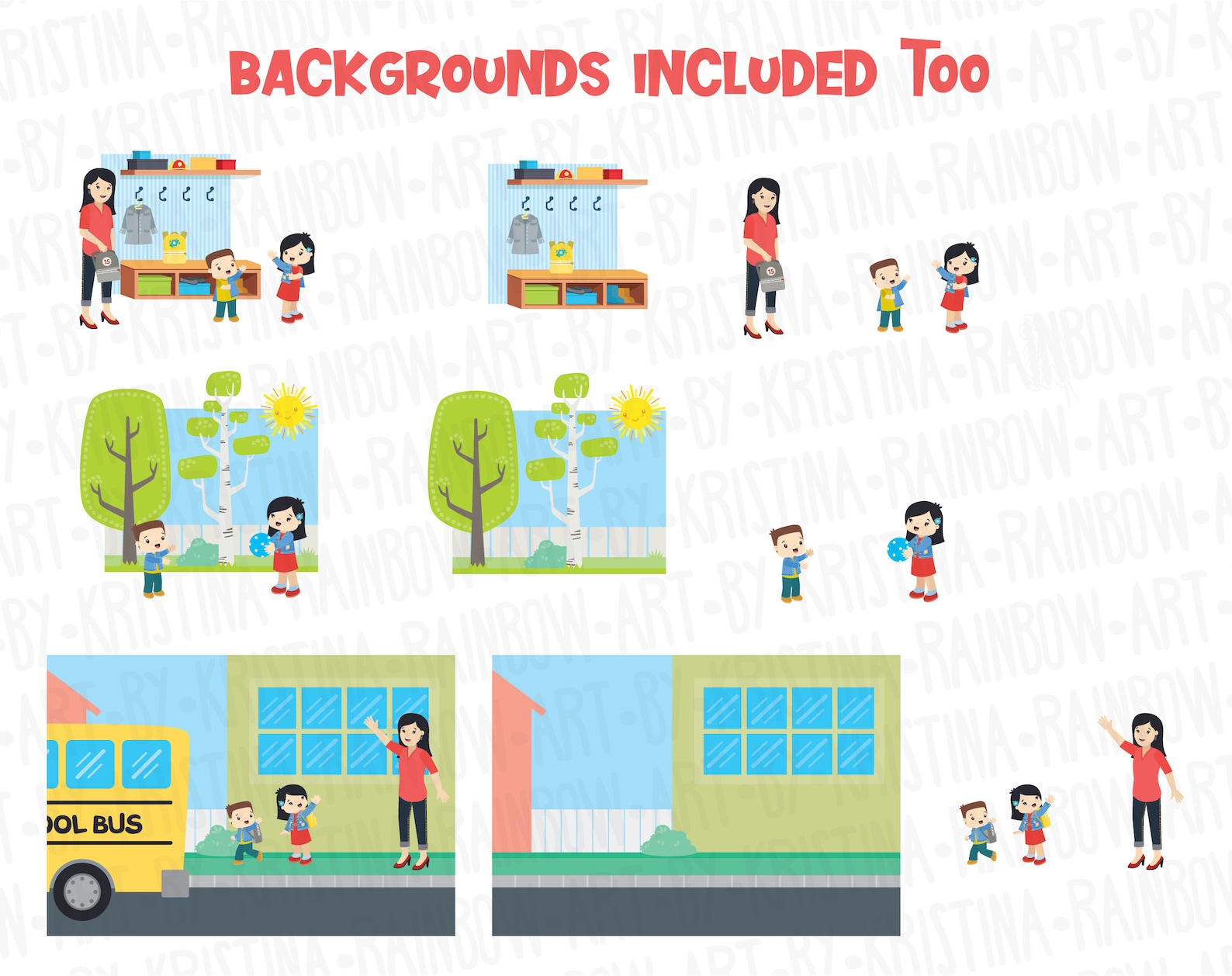 Family Daily Routines Clip Art, Visual Schedule Illustration, Going to ...