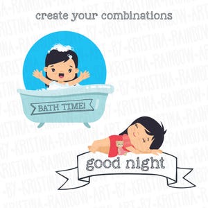 Whimsical Bedtime Routine Clipart for Little Girls, Printable Flip ...