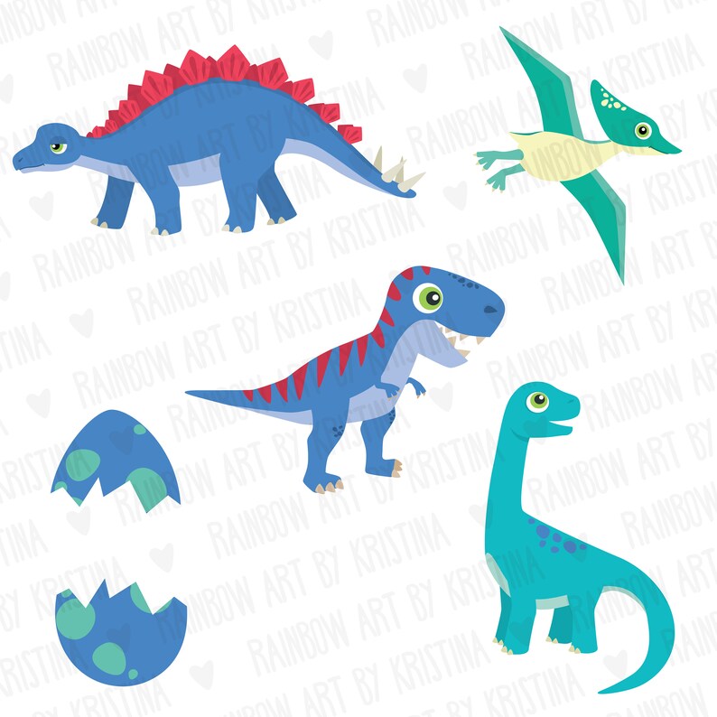 Cute Little Dinosaurs Clip Art Design Set Baby Dino - Etsy