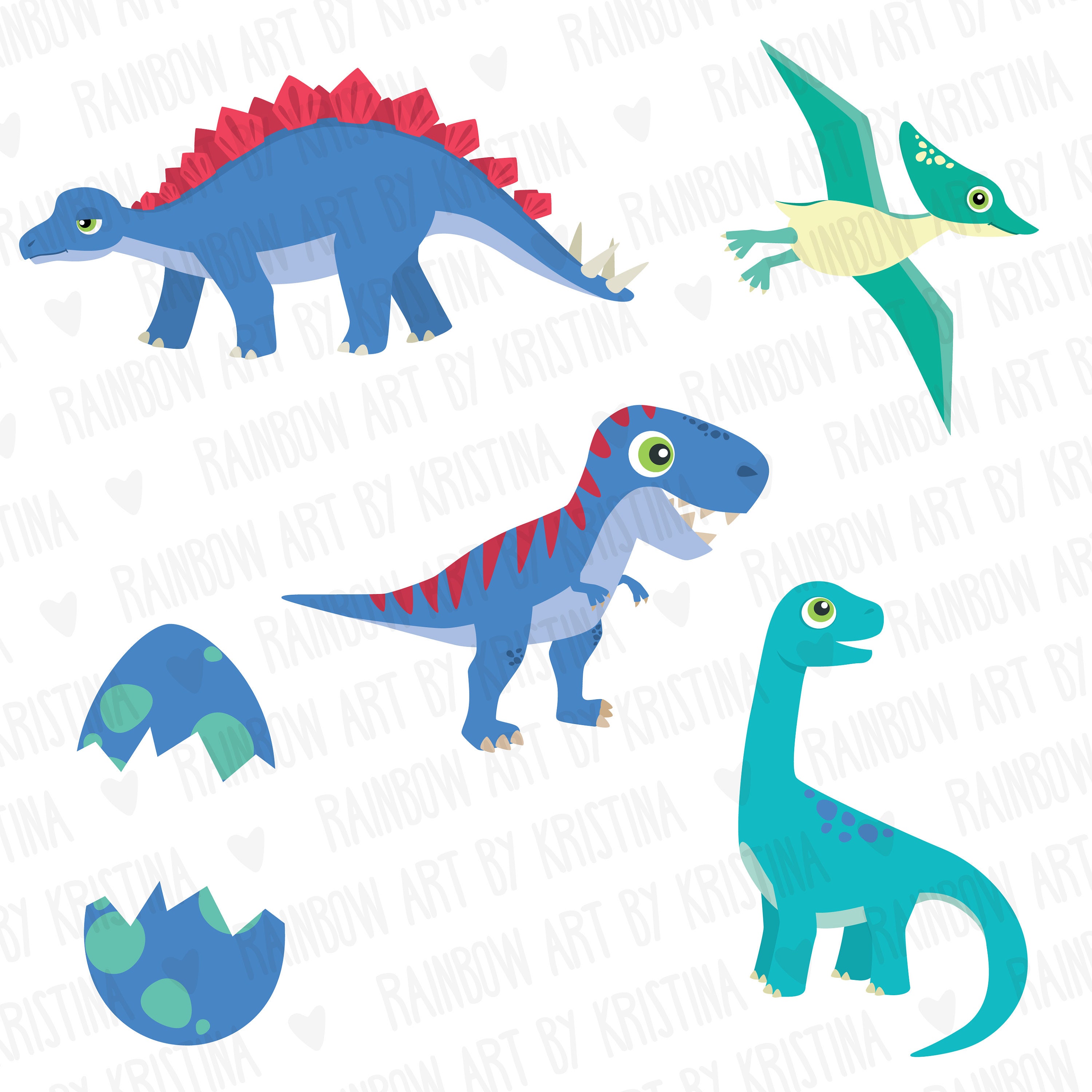 Cute Little Dinosaurs Clip Art Design Set Baby Dino - Etsy