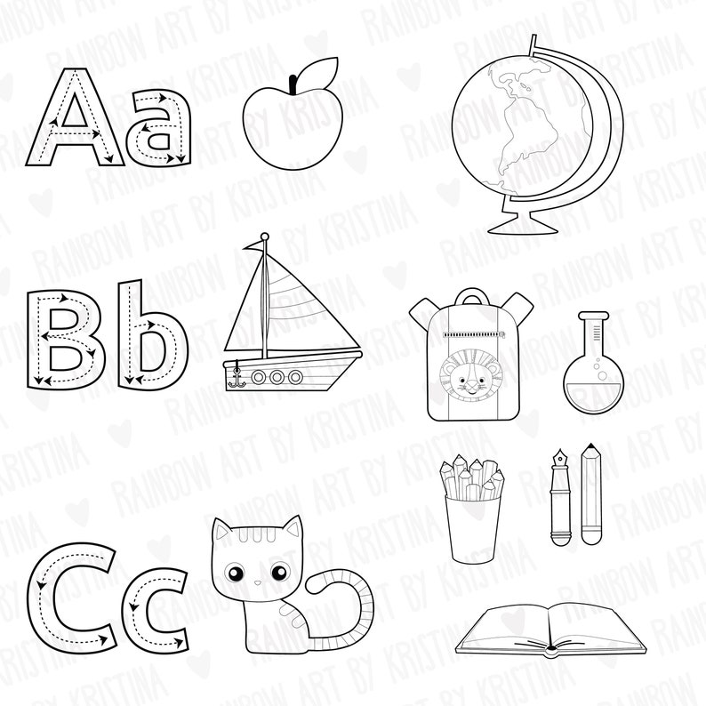 Digital Stamp School Children, Black and White Clip Art, School ...