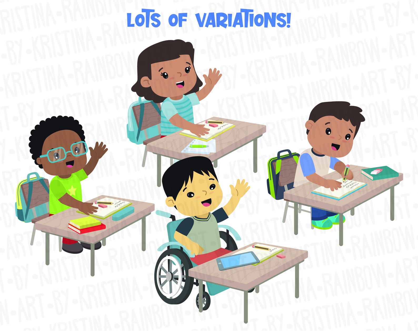 School Children With Face Masks Clip Art, Back to School Clipart ...