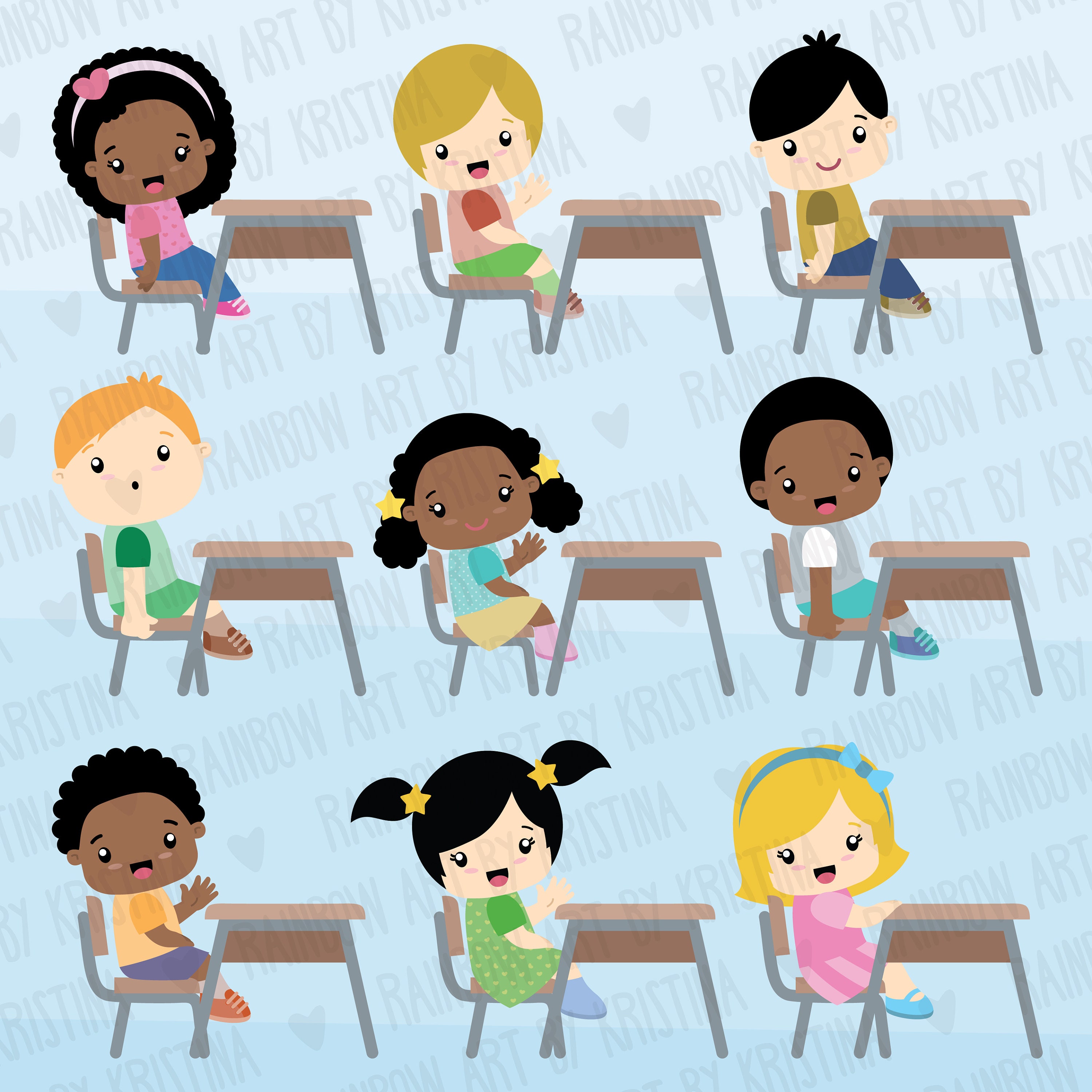 30%OFF - School Children in a Classroom Clip Art/transparent Sticker ...