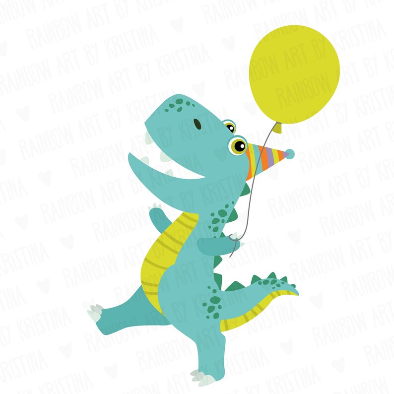 Fun Dinosaur T Rex Birthday Design Set, Baby Shower Clip Art, Children ...