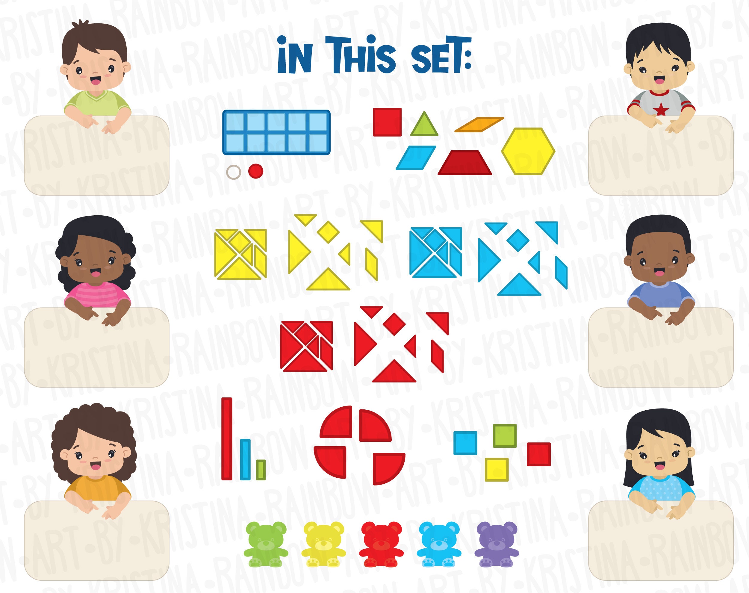 Multi Ethnic Children Math Manipulatives Clip Art, School, Learning ...