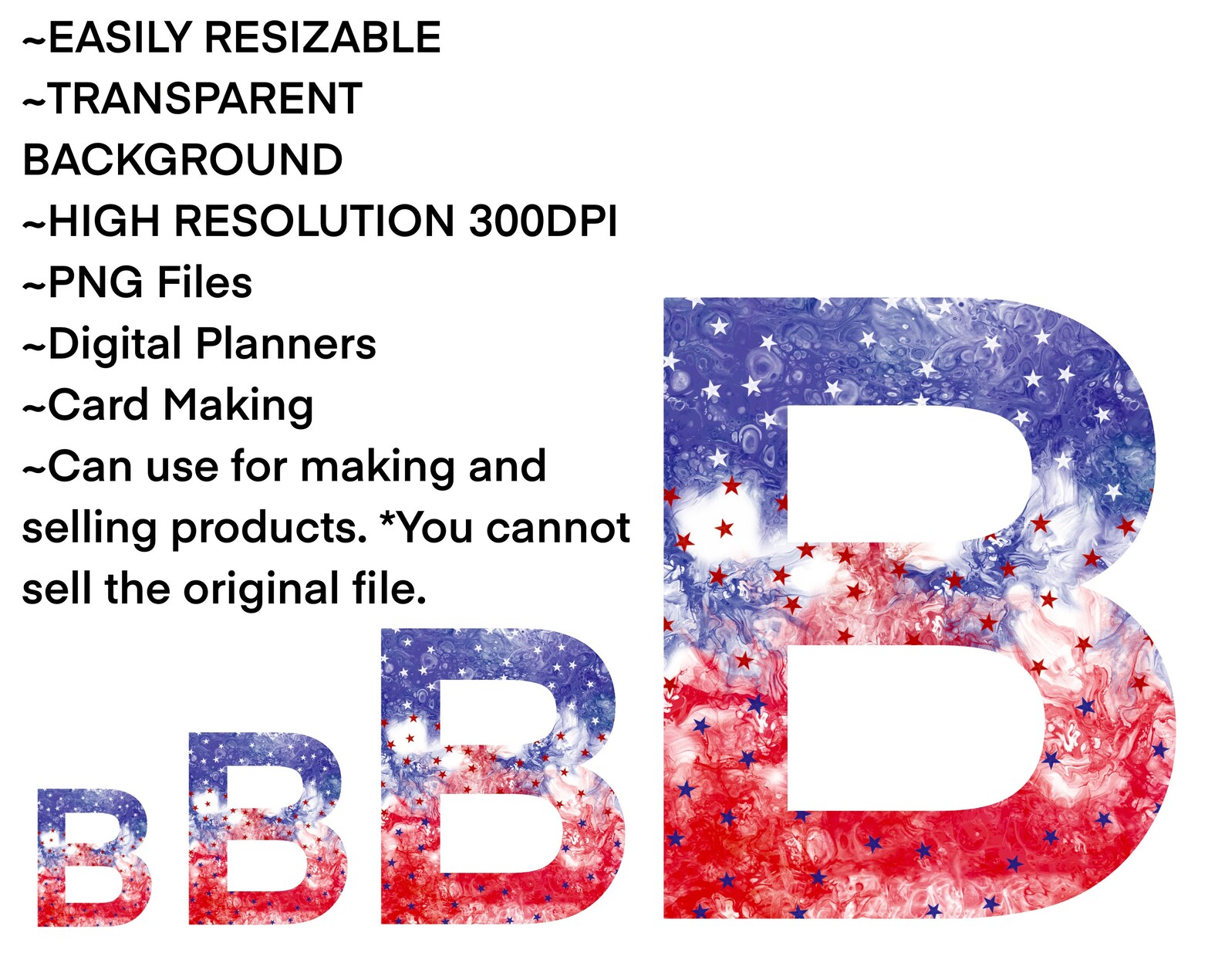 Red White and Blue Alphabet Letters A - Z // Printable Letters for DIY ...