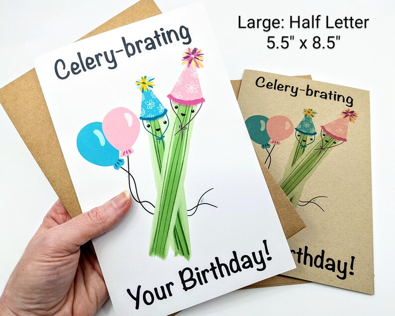 Funny Celery Birthday Card: Veggie Pun, Original Art - Etsy