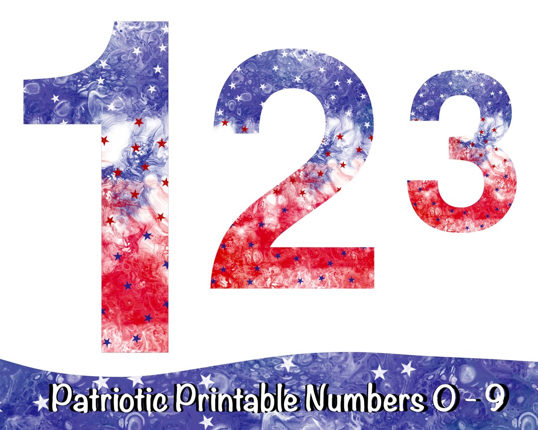 Patriotic Red White and Blue Number Clip Art // Printable / Resizable ...