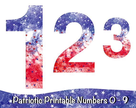 Patriotic Red White and Blue Number Clip Art // Printable / - Etsy