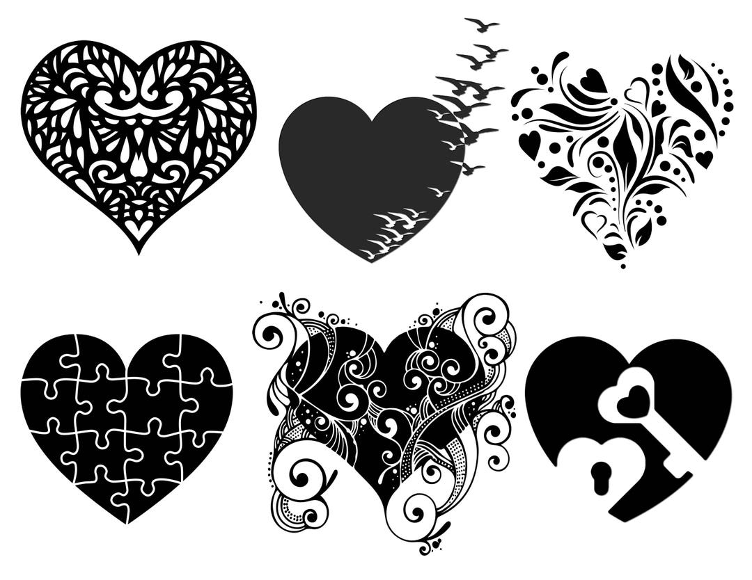Digital Stamps, Heart Stamps, Digi Stamps Hearts, Commercial Use Digi ...