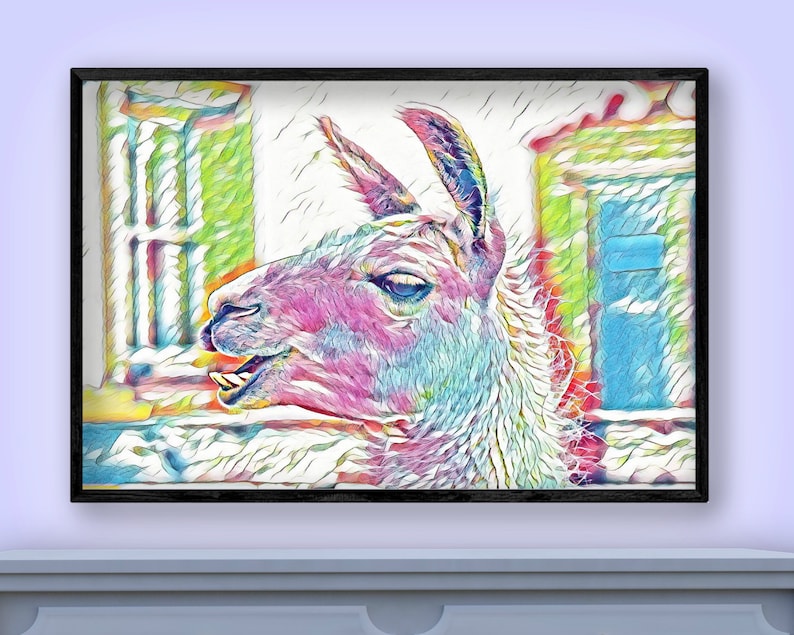Llama Poster, Digital Print, Printable Llama Art, Lama Print, Retro Art ...