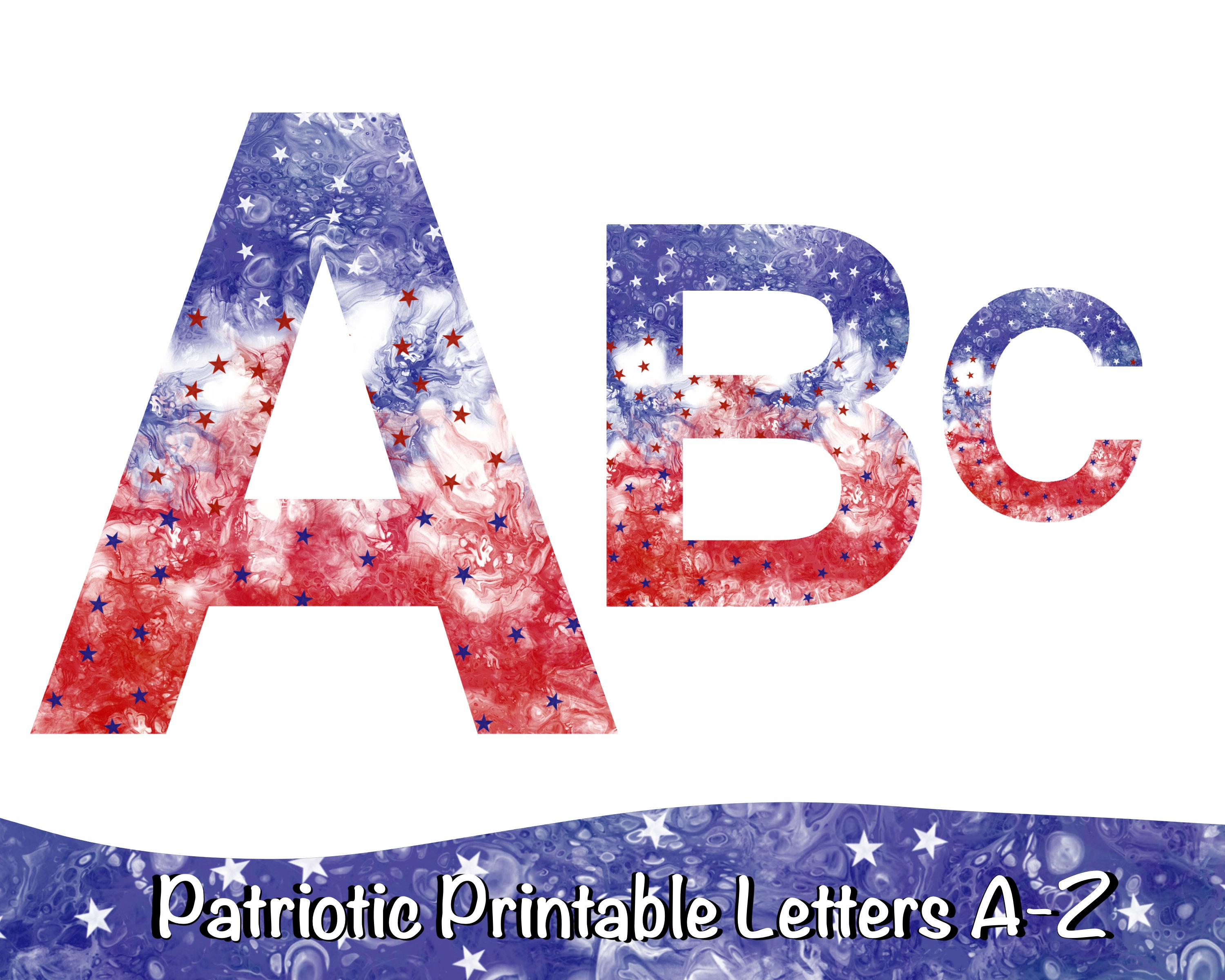 Red White and Blue Alphabet Letters A - Z // Printable Letters for DIY ...