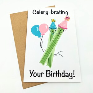 Funny Celery Birthday Card: Veggie Pun, Original Art - Etsy