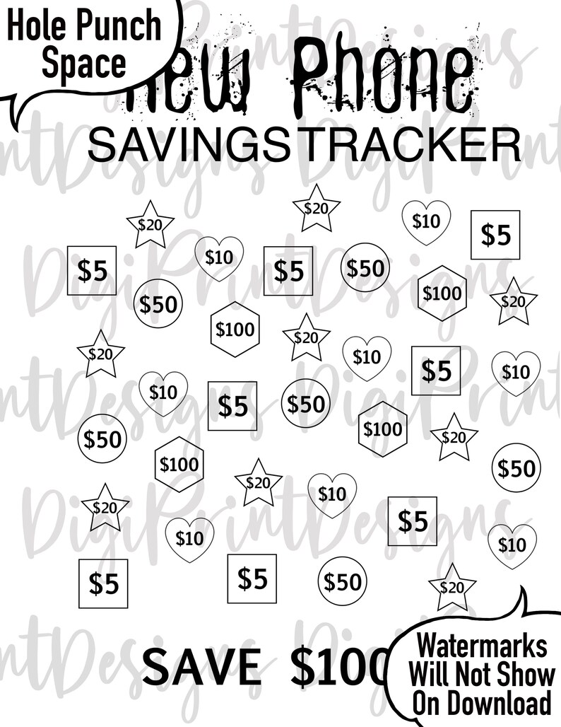 Printable New Phone Savings Tracker // Save 1000 Dollars / Money Saving ...