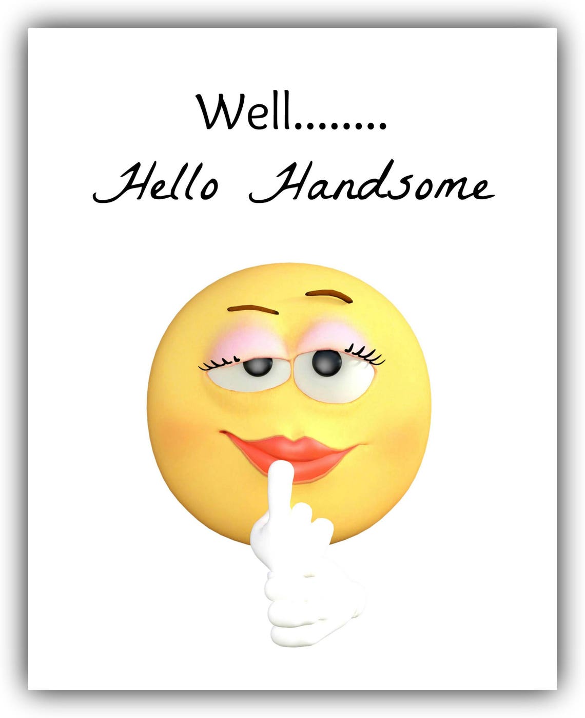 Funny Printable Emoji Art Digital Download Hello Handsome | Etsy