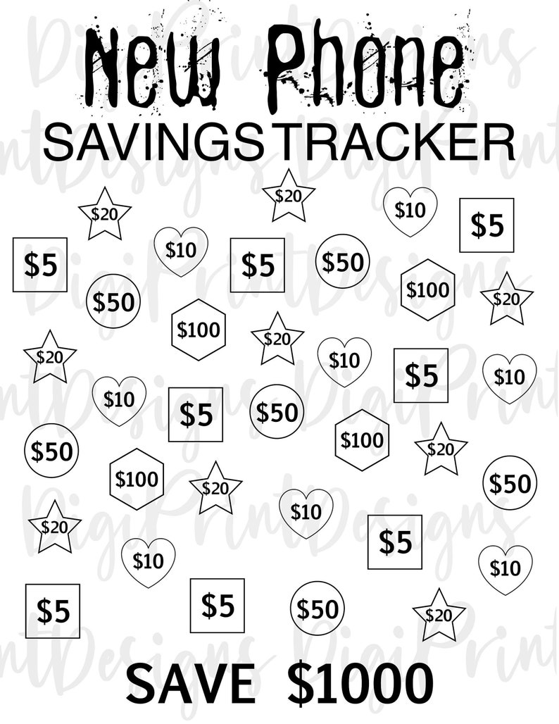 Printable New Phone Savings Tracker // Save 1000 Dollars / Money Saving ...