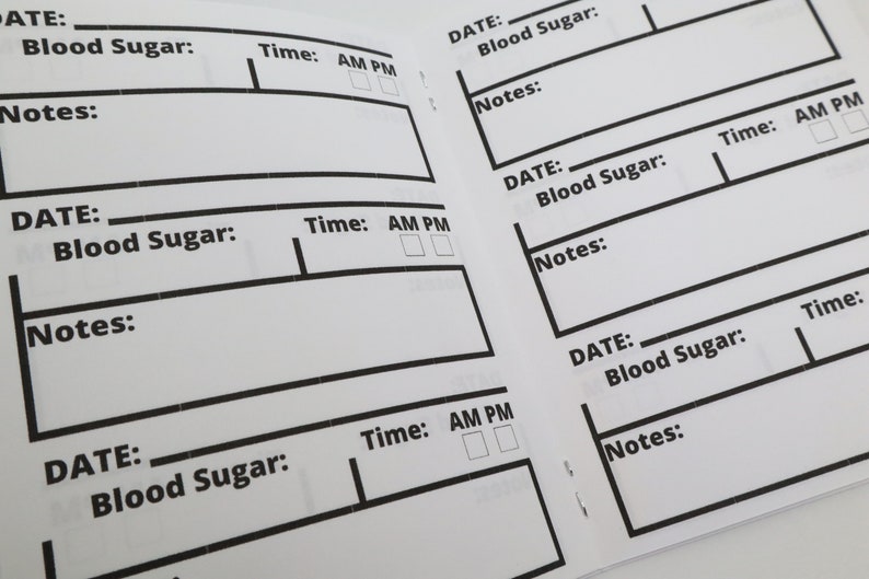 Blood Sugar Logbook // Diabetic Travel Log / Health Tracker Booklet ...