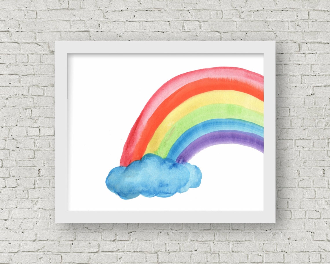 Rainbow Nursery Print, Watercolor Nursery Art, Digital Print, Instant ...