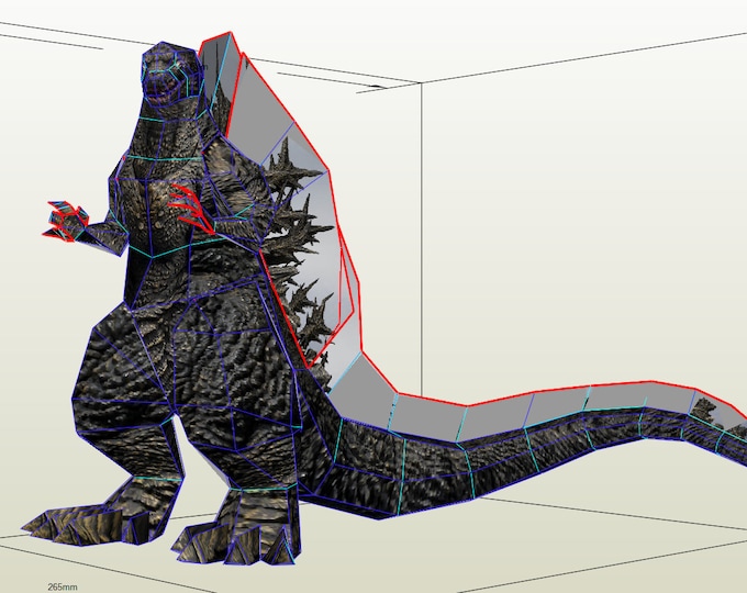 Godzilla Paper Craft, Digital Template, Origami, PDF Download DIY, Low ...