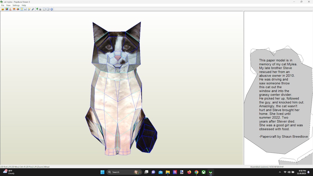 Mylea Cat DIY Papercraft Model - Etsy
