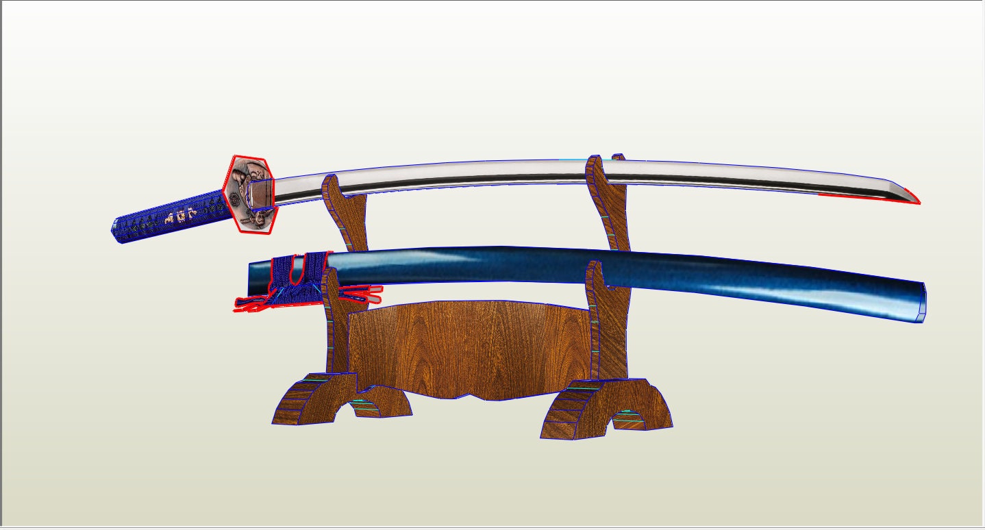 Blue Blood Warrior Katana Papercraft - Etsy