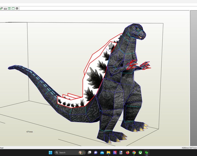 Godzilla Paper Craft, Digital Template, Origami, PDF Download DIY, Low ...