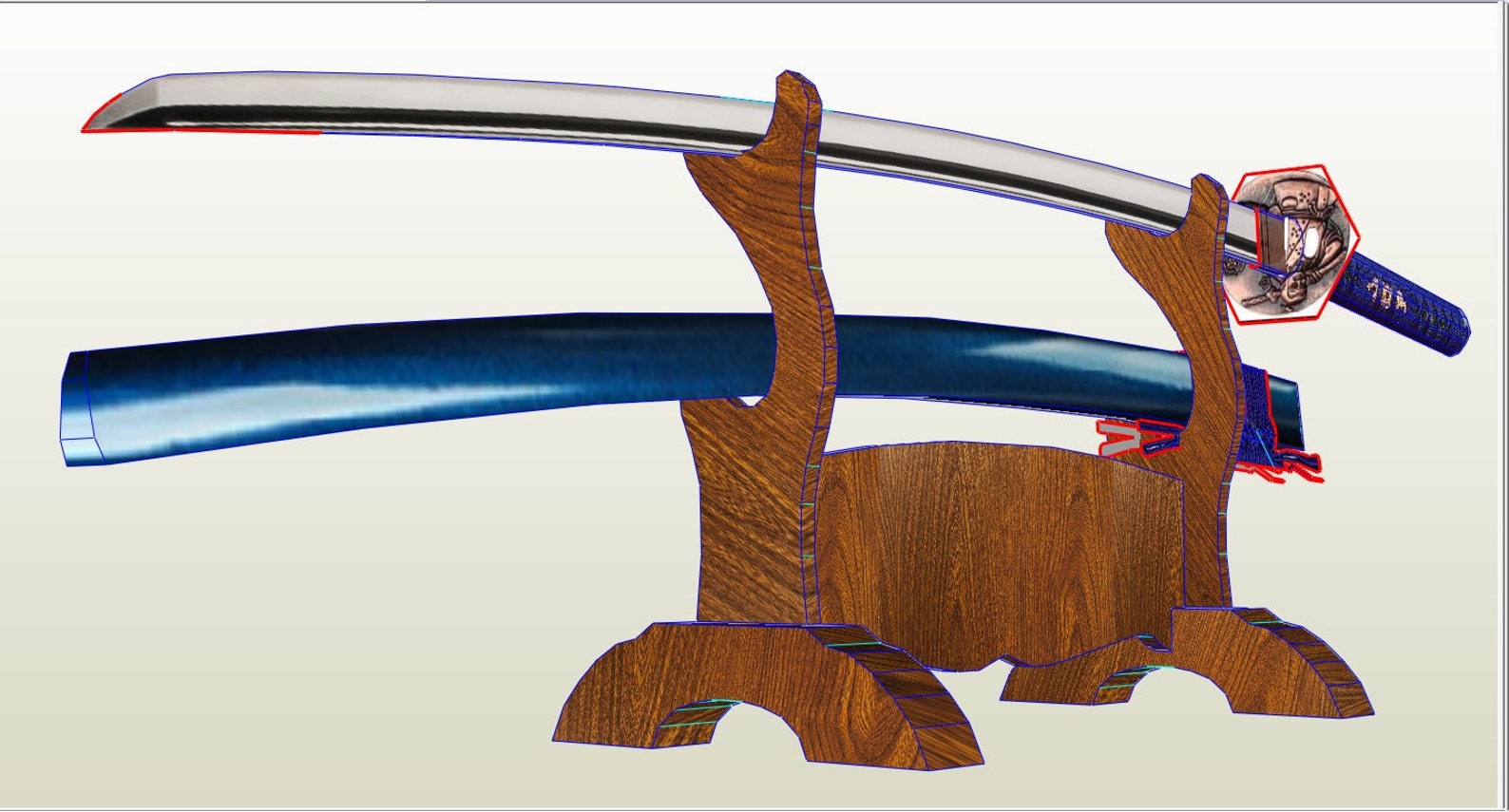 Blue Blood Warrior Katana Papercraft | Etsy