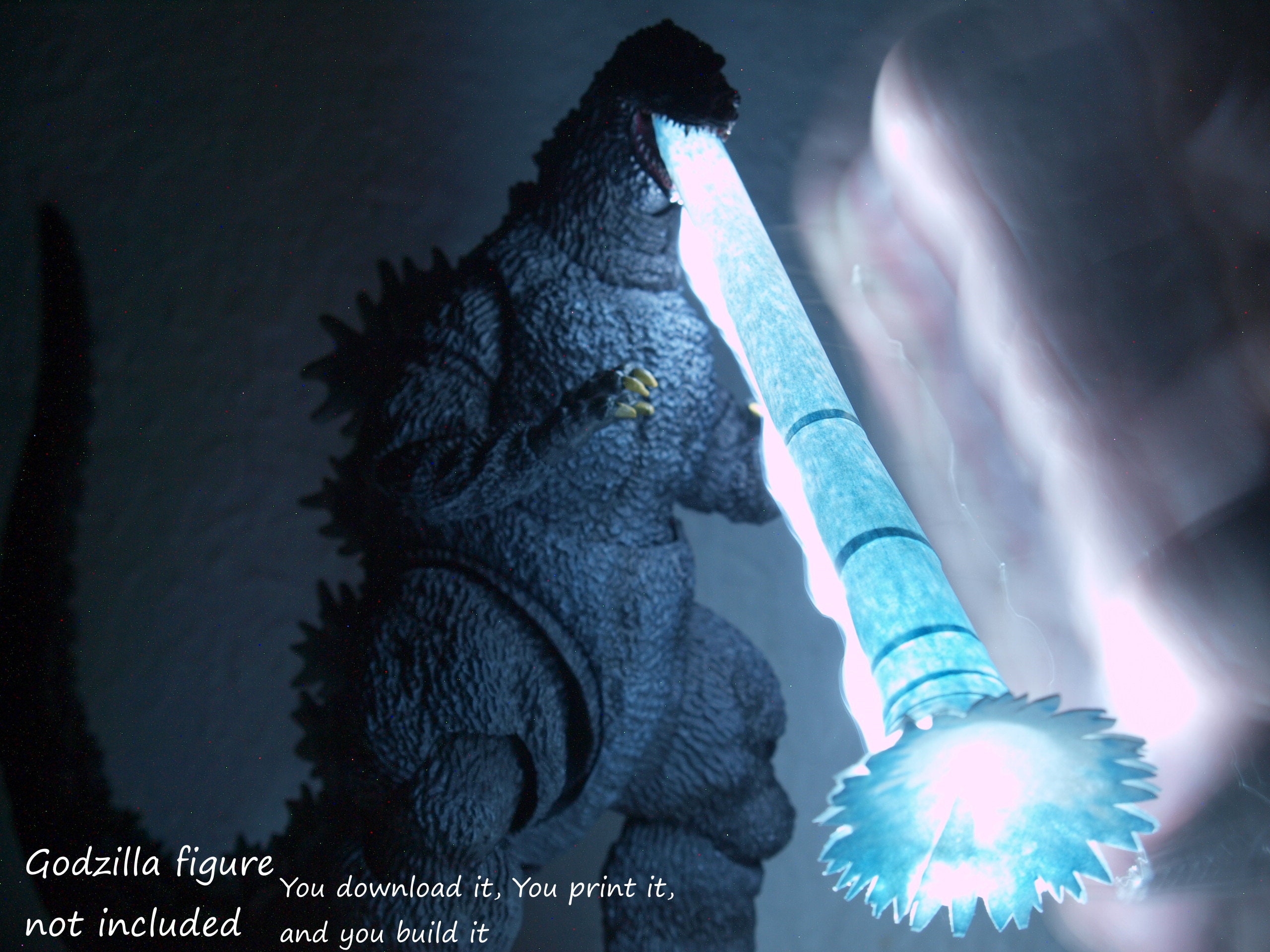 Papercraft Godzilla Atomic Breath Effect Part (blue) Super Easy to ...