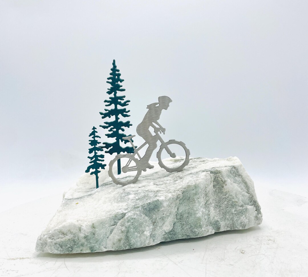 Female Mountain Biking Sculpture Stone+steel Art. This Piece is Our ...