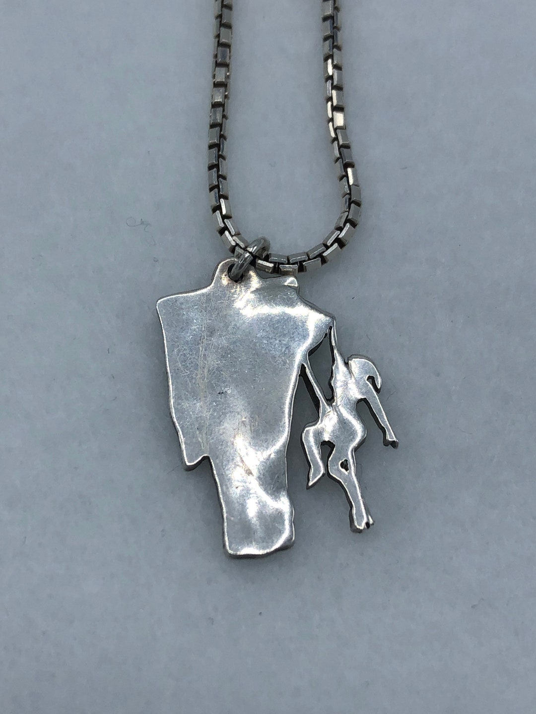 Rock Climber Pendant and Chain. Female Climbing the State of Vermont ...