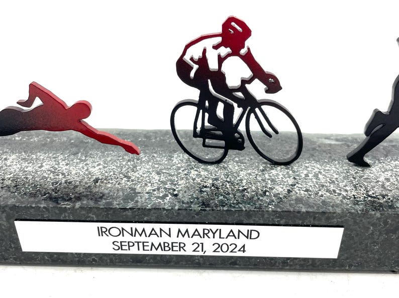 Triathlon Sculpture: Steel & Stone Ironman Gift - Etsy