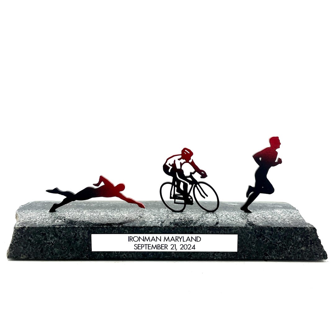 Triathlon Sculpture: Steel & Stone Ironman Gift - Etsy