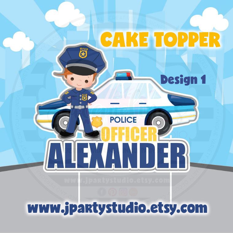 Police cake topper Cop cake topper Police party theme | Etsy