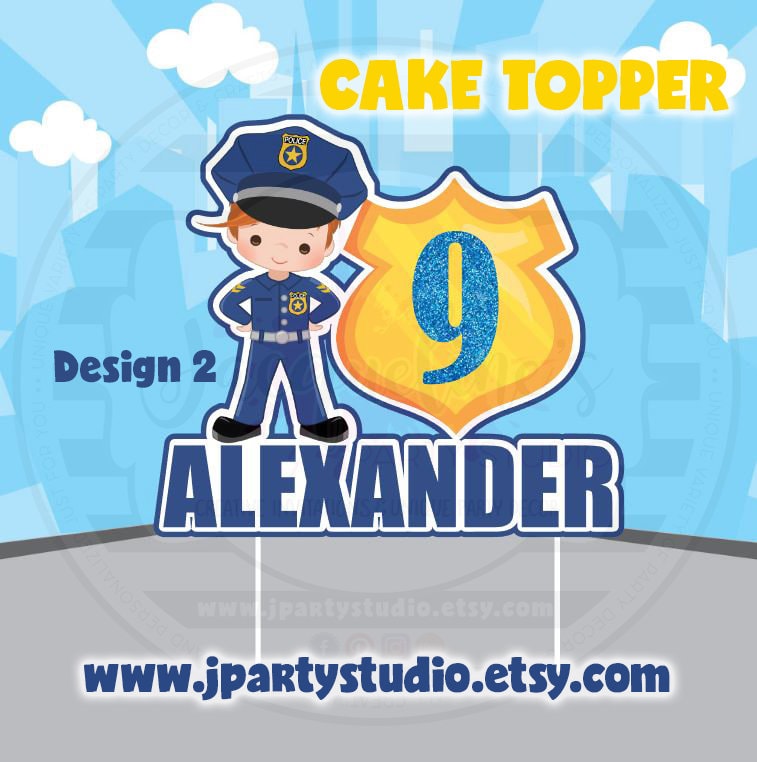 Police cake topper Cop cake topper Police party theme | Etsy