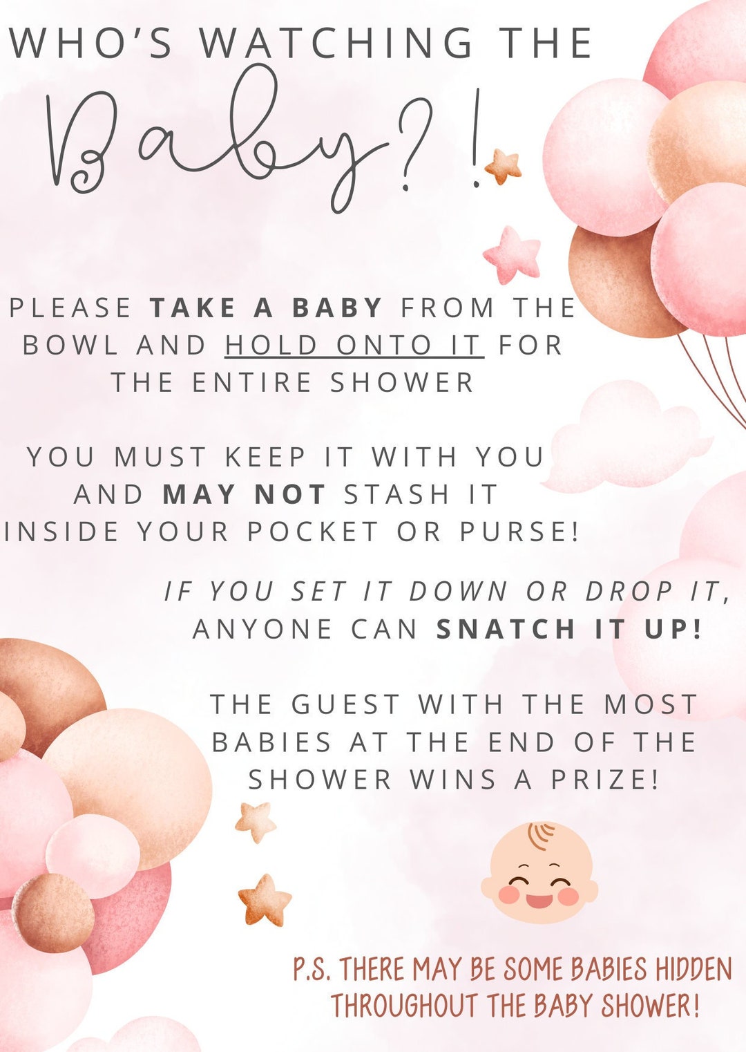 Who's Watching the Baby| Baby Shower Game | Shower Activity | DIGITAL ...