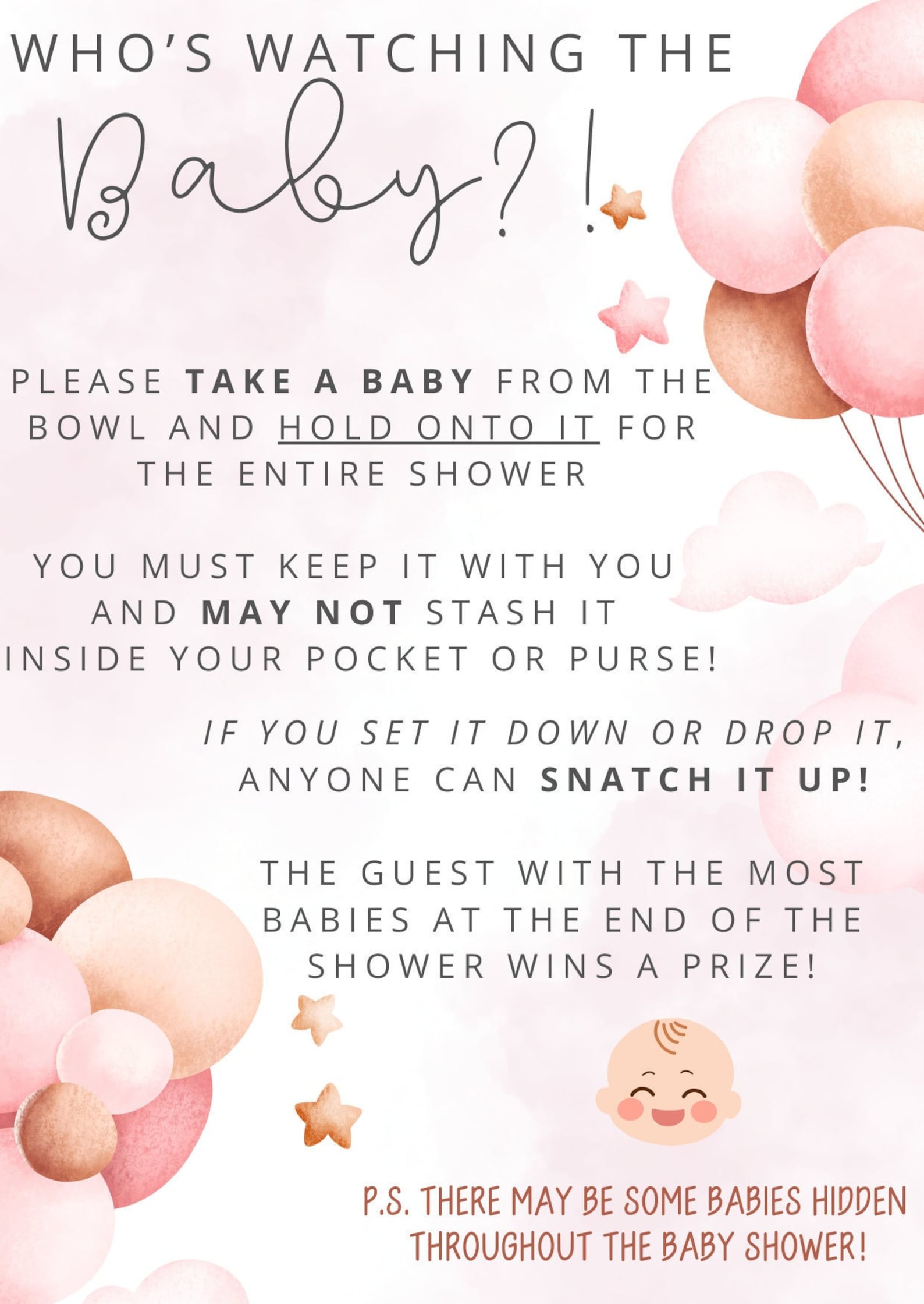 Who's Watching the Baby| Baby Shower Game | Shower Activity | DIGITAL ...