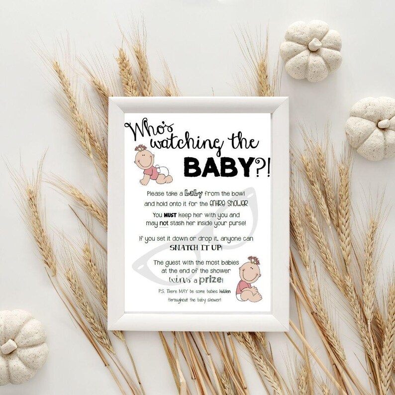 Who's Watching the Baby Game | Baby Shower Activity (digital Product ...