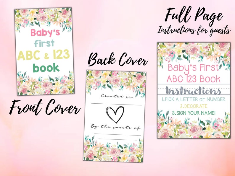 ABC 123 Baby Book | Pastel Floral | PRINTABLE | Baby Shower Idea | Baby ...