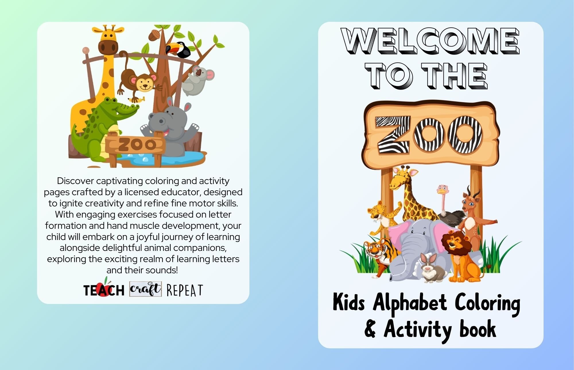 Welcome to the Zoo: a Printable ABC Coloring & Activity Book - Etsy
