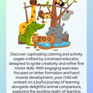 Welcome to the Zoo: a Printable ABC Coloring & Activity Book - Etsy