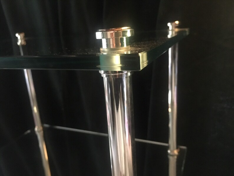 Mid-century Modern Tempered Glass Chrome Shelving Unit - Etsy